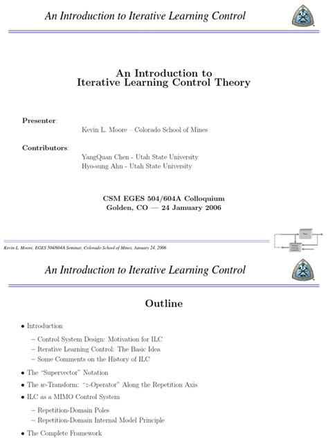 An Introduction To Iterative Learning Control Pdf Control Theory