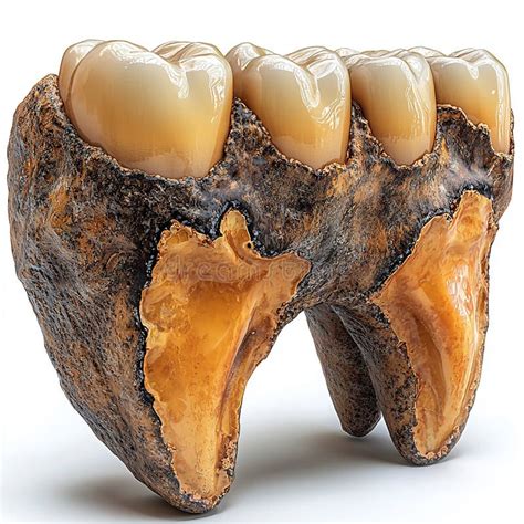 Cavities And Plaque Accumulation On Affected Teeth In Dental Examination Stock Illustration