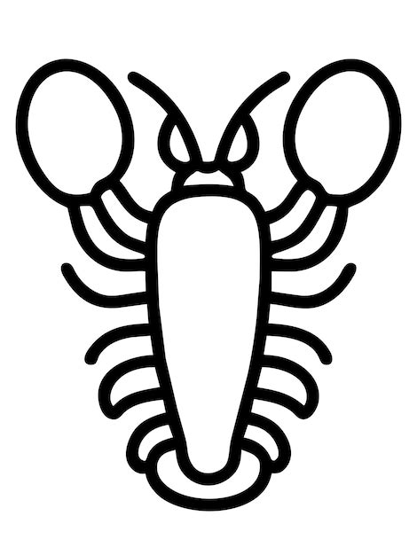 어린이를 위한 랍스터 색칠 페이지 인쇄 가능한 페이지 취학 전 교육 프리미엄 사진