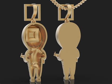Squid Game Square Pink Soldier Pendant Cgtrader