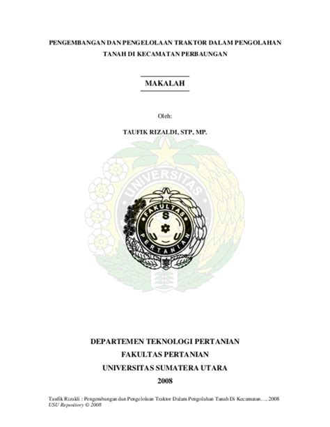 Pdf Pengembangan Dan Pengelolaan Traktor Dalam Pengolahan Tanah Di Kecamatan Perbaungan