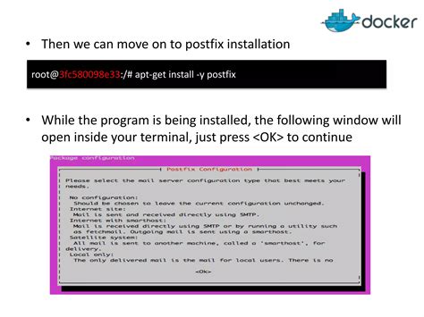 Installing And Running Postfix Within A Docker Container Pptx