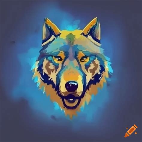 Blue And Gold Timberwolf Mascot Logo