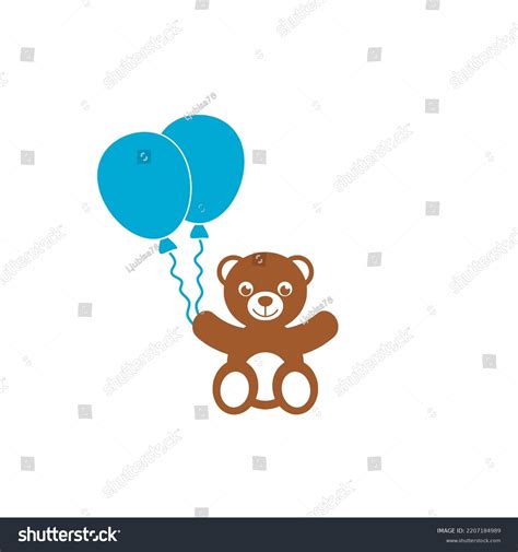 Cute Teddy Bear Balloons Icon Isolated Stock Illustration 2207184989