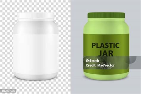 向量逼真的3d 白色塑膠罐 可以與蓋子特寫鏡頭隔離設計範本乳清蛋白 運動粉 維生素 Bcaa 丸 瓶蓋的模型前視圖向量圖形及更多乳漿圖片