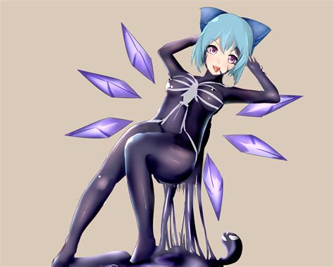 Rule 34 Ass Assimilation Blue Hair Breasts Cirno Corruption Eye Color