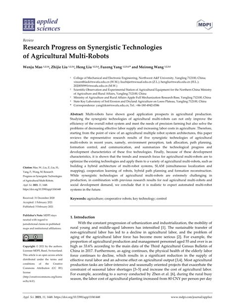 Pdf Research Progress On Synergistic Technologies Of Agricultural