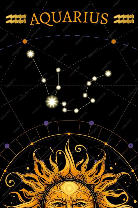 Premium Vector Tarot Card Zodiac Card With Aquarius Symbol Horoscope