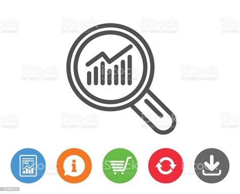Icône De Graphique De Ligne Rapport Graphique Signe En Loupe Vecteurs