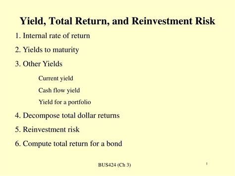 PPT Yield Total Return And Reinvestment Risk PowerPoint Presentation ID