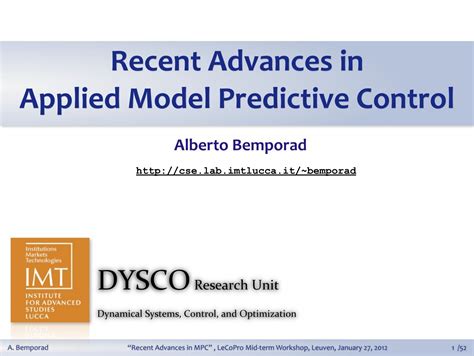 Recent Advances In Applied Model Predictive Control