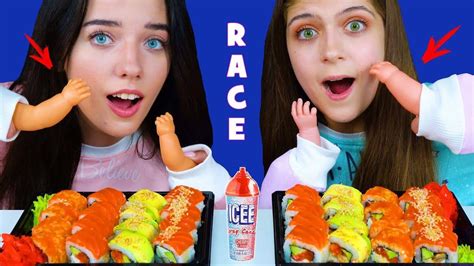 Asmr Eating Sounds Lilibu Sushi Race With Doll Hands By Asmrlilibu