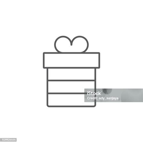 禮品盒與絲帶線圖示 輪廓向量符號 線性樣式表意字元隔離在白色符號 徽標插圖向量圖形及更多事件圖片 事件 包裹 商標 Istock