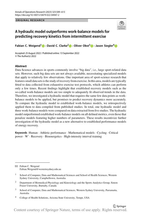 Pdf A Hydraulic Model Outperforms Work Balance Models For Predicting Recovery Kinetics From
