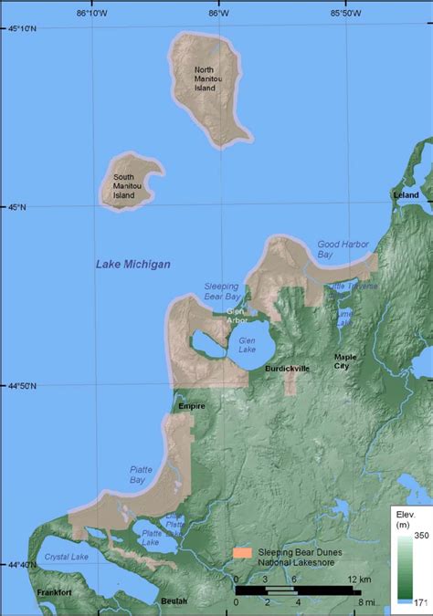 C Detailed Map Of Sleeping Bear Dunes National Lakeshore Download Scientific Diagram