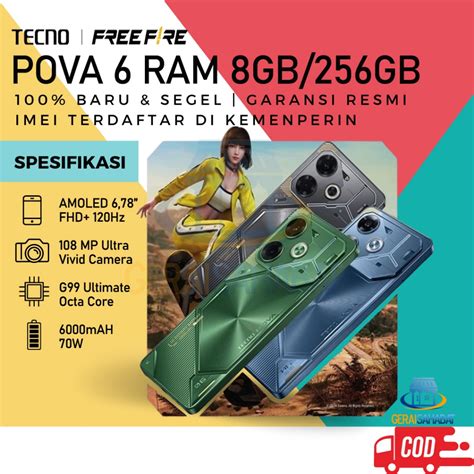 Jual Tecno POVA 6 RAM 8 256GB Garansi Resmi 12 1 Bulan Shopee Indonesia