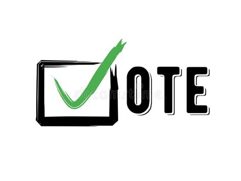 Vote Text Icon With Green Check Mark In Ballot Election Day Is Confidential To Choose Democrat