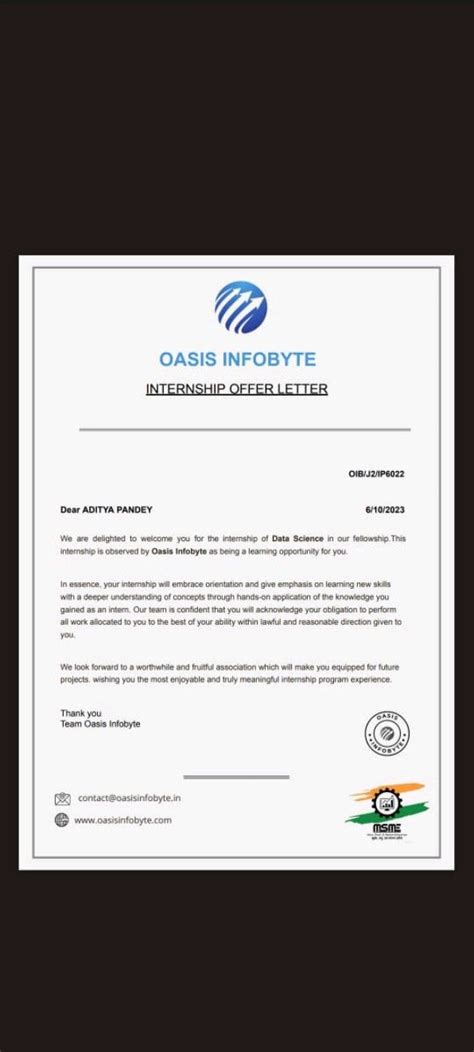 aditya pandey on linkedin oasisinfobyte internship