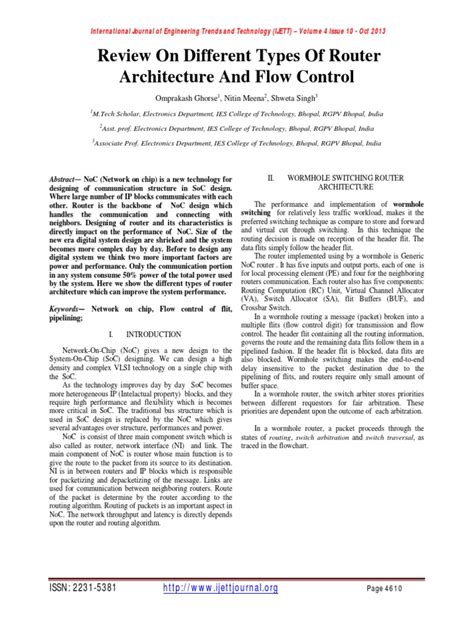 Pdf Review On Different Types Of Router Architecture And Flow Control Dokumentips