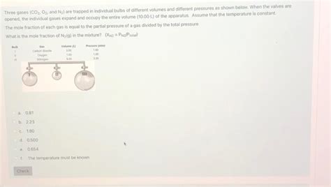 Solved Three Gases CO2 O2 And N2 Are Trapped In Chegg