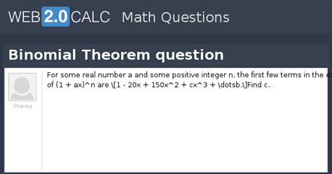 View Question Binomial Theorem Question