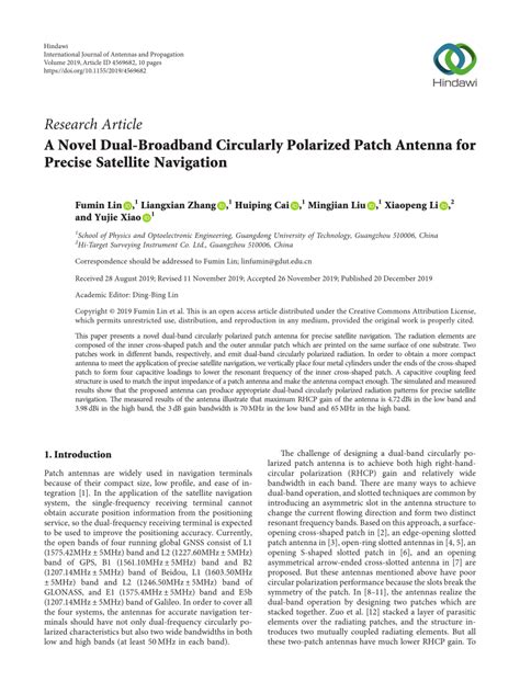 pdf a novel dual broadband circularly polarized patch antenna for