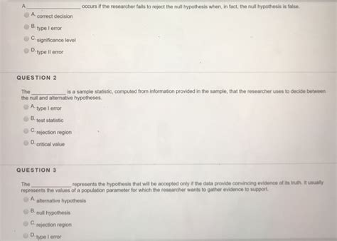 Solved Occurs If The Researcher Fails To Reject The Null