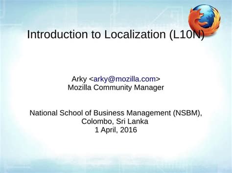 Introduction To Sinhala Localization Ppt