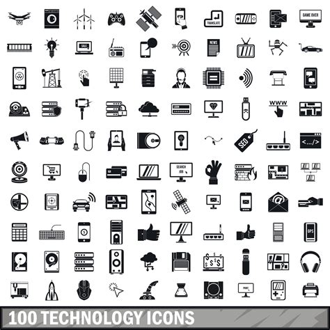 100 Iconos De Tecnología Estilo Simple 8881396 Vector En Vecteezy