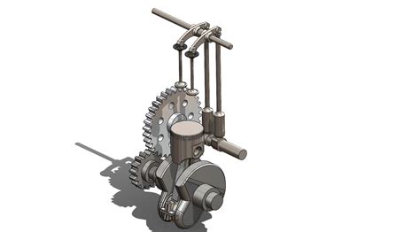4冲程单缸发动机solidworks 2022模型图纸下载 懒石网