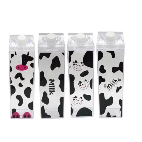 Garrafa de Acrílico Frutas e Garrafa Vaca ML Caixa de Leite Estampada Água Suco Milk