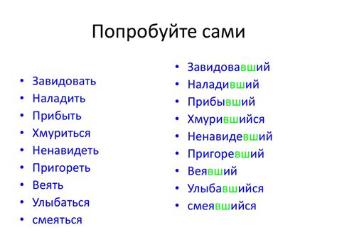 Образование действительных причастий прошедшего времени презентация