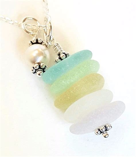 Beach Necklace Real Sea Glass Jeweley With Rare Colors Surfside Sea