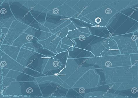 Concept Of Shortest Path To The Goal Abstract Navigation Plan On City Map Stock Illustration