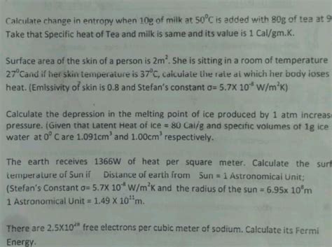 Calculate Change In Entropy When 10 G Of Milk StudyX
