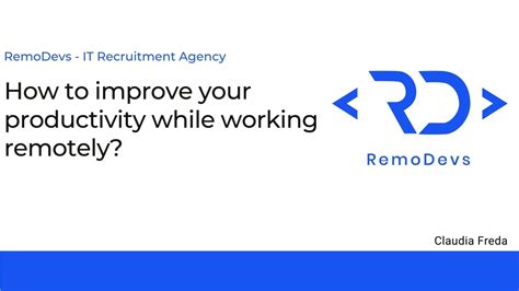 how to improve your productivity while working remotely