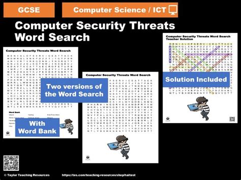 Computer Security Threats Word Search Teaching Resources