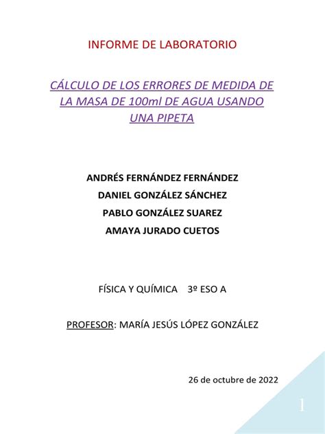 Informe De Laboratorio Pdf Medición Science