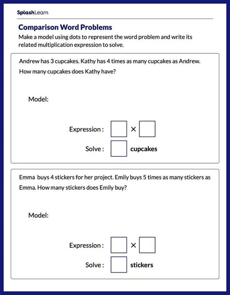Word Problems On Comparison Worksheet