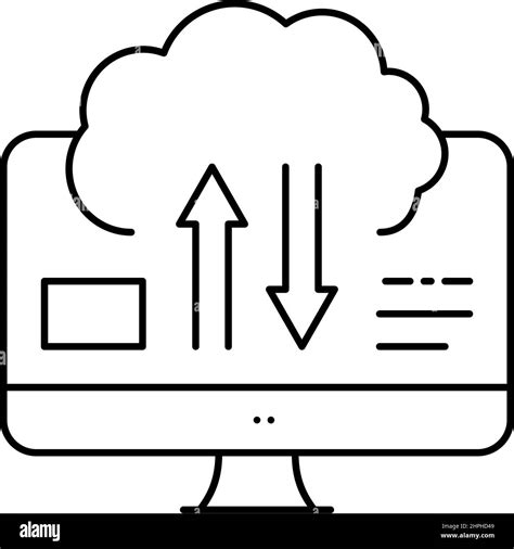 Download And Upload From Cloud Digital Processing Line Icon Vector Illustration Stock Vector