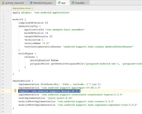 Snack Bar In Android Using Android Studio