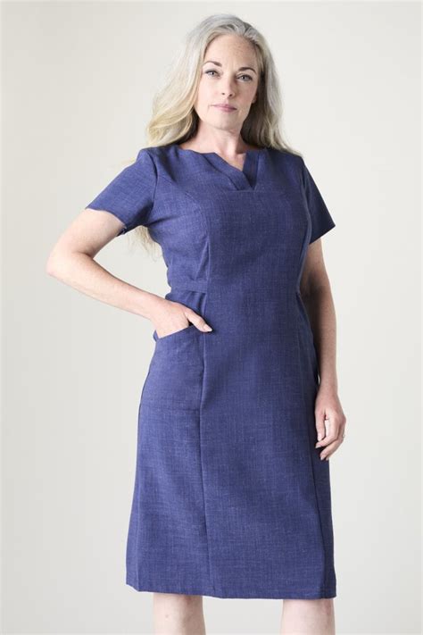 Sj Womens Linen Blend V Neck Dress Navy Sj