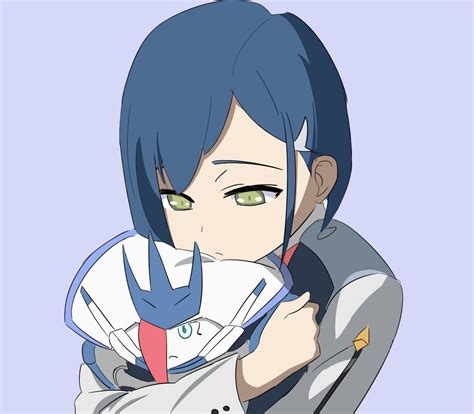 Ichigo With A Delphinium Plushie Darling In The Franxx Know Your Meme