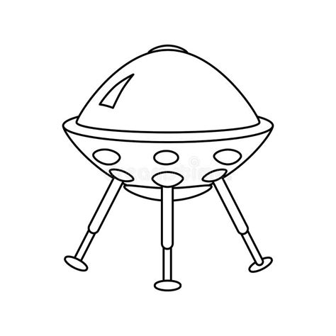 Ufo Icon Spacecraft Of Alien Vector Outline Style Stock Vector