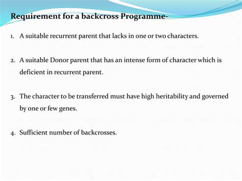 Backcross Method For Dominant And Recessive Gene Transfer Pptx