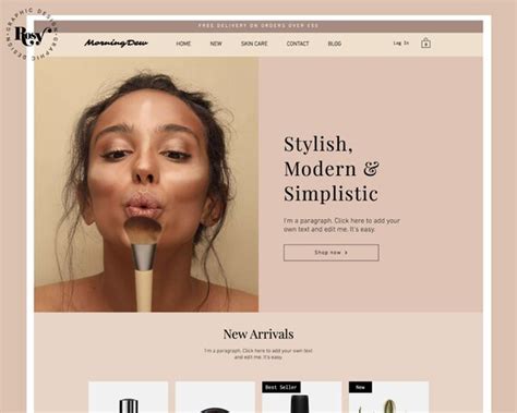 Wix Template Website Nude Shopping Theme Design ECommerce Etsy