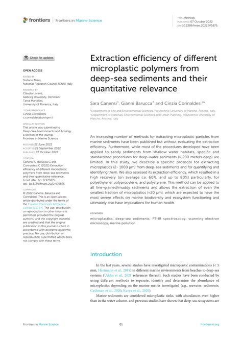 Pdf Extraction Efficiency Of Different Microplastic Polymers From