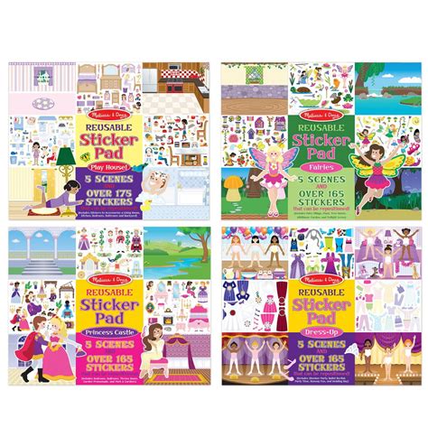 Melissa And Doug Reusable Sticker Pads Set 680 Stickers Fairies And