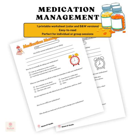 Medication Management Worksheet Mental Health Printable Pdf