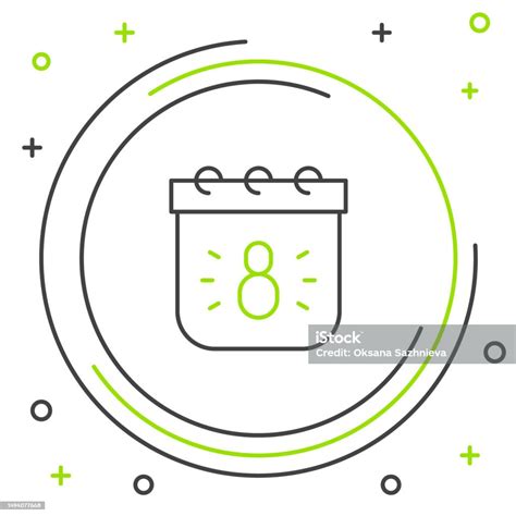 흰색 배경에 격리 된 3 월 8 일 아이콘이있는 라인 캘린더 세계 적인 해피 우먼의 날 다채로운 개요 개념 벡터 0명에 대한 스톡 벡터 아트 및 기타 이미지 Istock